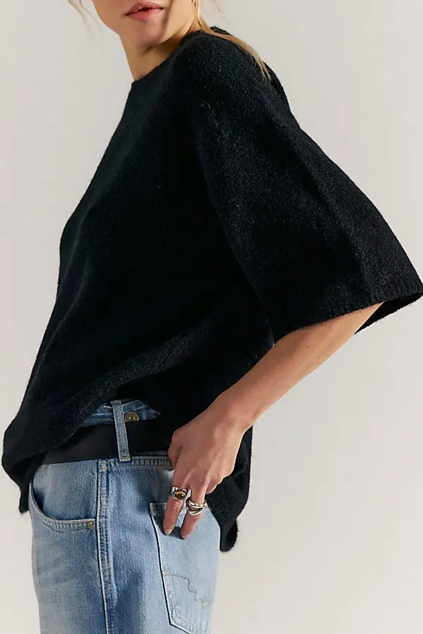 Free People Margot Sweater Tee - Black