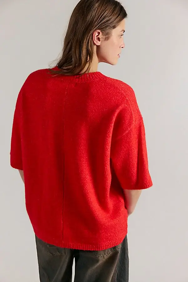 Free People Margot Softspun Sweater Tee - Cherry Pop Melange