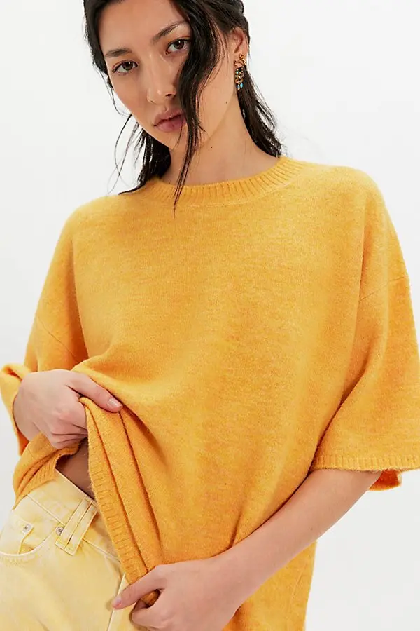 Free People Margot Softspun Sweater Tee - Marigold Melange