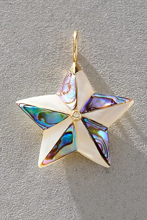 MAURA GREEN Beveled Luminescent Star Charm - Mixed Mother Of Pearl
