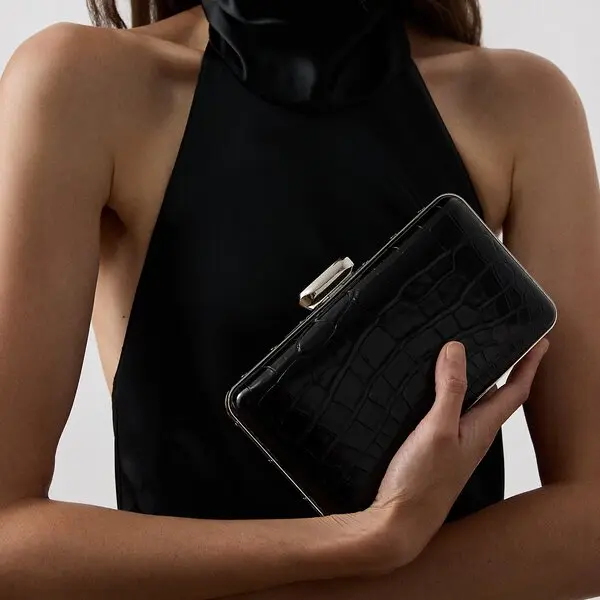 Ralph Lauren Alligator Evening Clutch - Black