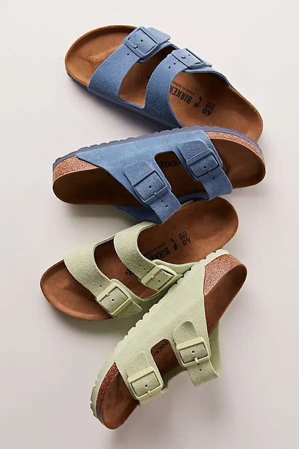 BIRKENSTOCK Arizona Soft Footbed Sandals - Faded Lime Suede
