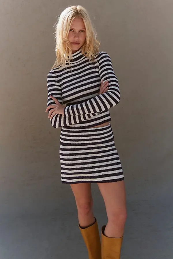 Free People Striped Sweater Set - White Navy Combo