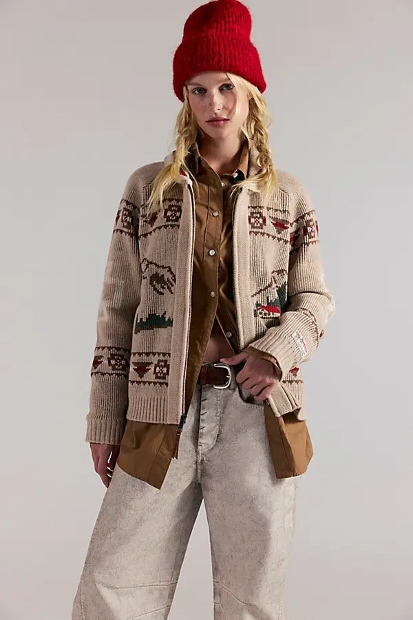 Pendleton Alpine Wool Knit Zip Cardigan