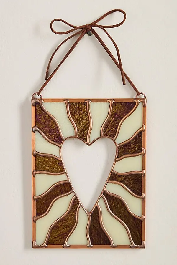 CUTIE LIL GLASS Opalescent Heart Burst Suncatcher - Sunray