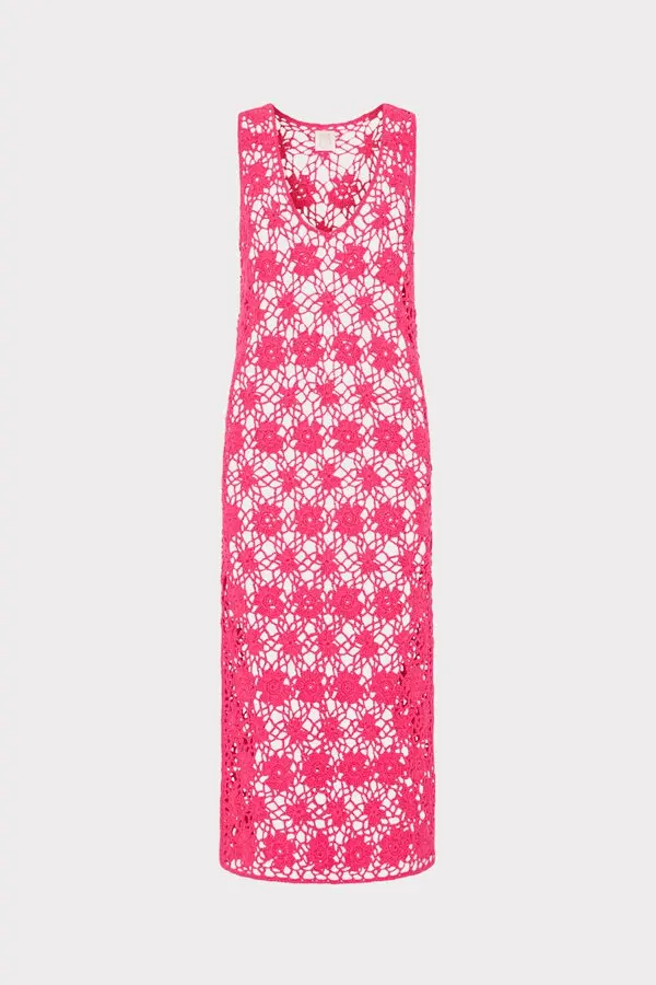 MILLY Crochet Midi Cover-up Dress - Pink