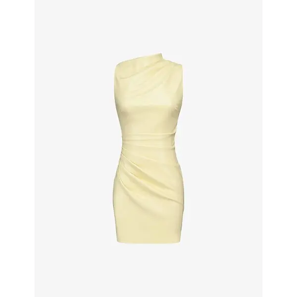 House OF CB Maya Sleeveless Faux-Leather Mini Dress - Butter Yellow