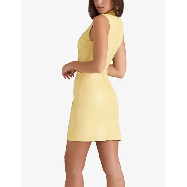 House OF CB Maya Faux-Leather Mini Dress - Butter Yellow