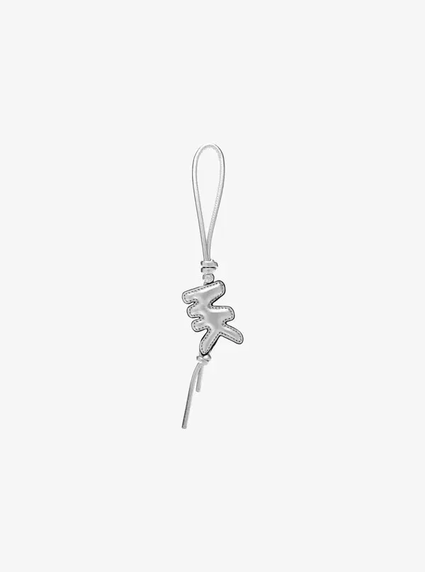 Michael Kors Puffy Logo Metallic Leather Bag Charm In By