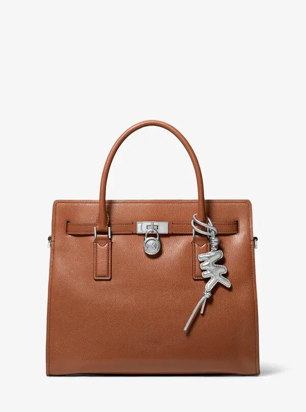 Michael Kors Puffy Logo Metallic Leather Bag Charm In By