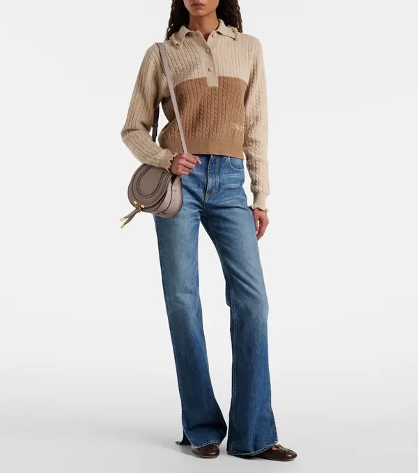 Chloé Marcie Small Leather Crossbody Bag - Grey