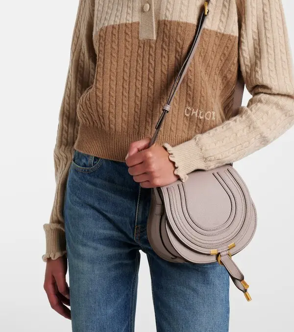 Chloé Marcie Small Leather Crossbody Bag - Grey