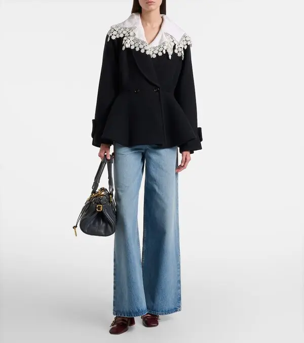 Chloé Peplum Wool-blend Coat - Blue