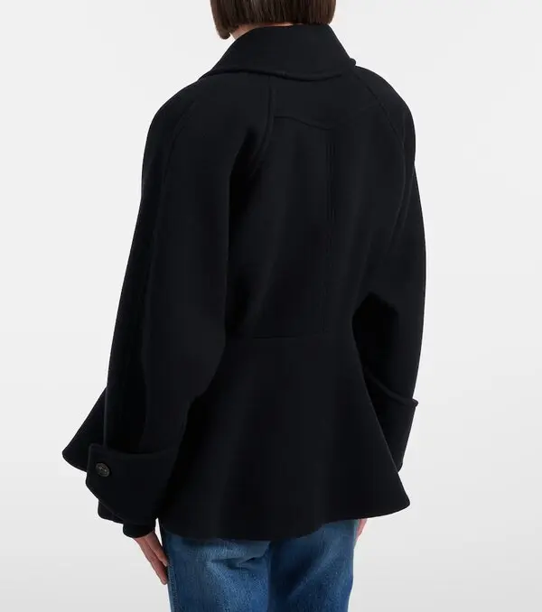 Chloé Peplum Wool-blend Coat - Blue