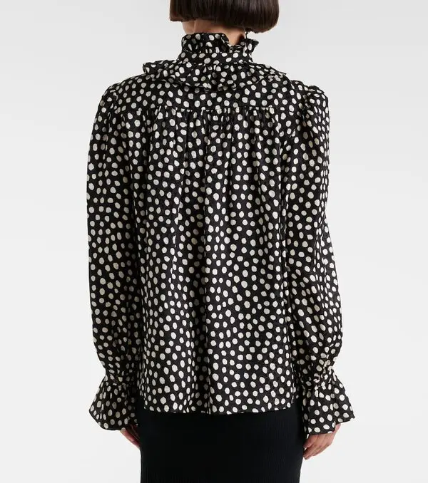Chloé Polka-dot Tie-neck Silk Blouse