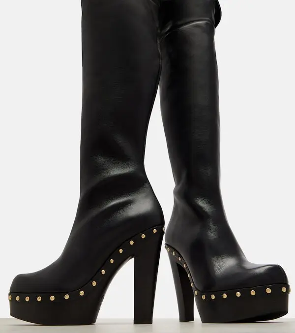 Chloé Lola Studded Leather Over-the-knee Boots - Black