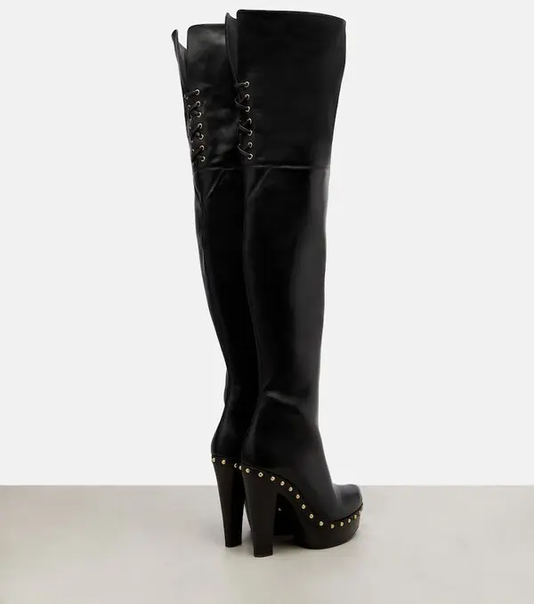 Chloé Lola Studded Leather Over-the-knee Boots - Black