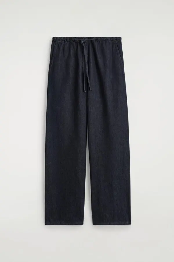 Cos Drawstring Denim Pants In Cotton - Indigo