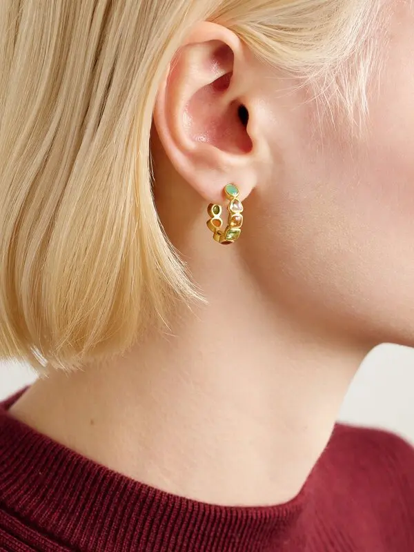 PIPPA SMALL 18-karat Gold Stone Hoop Earrings