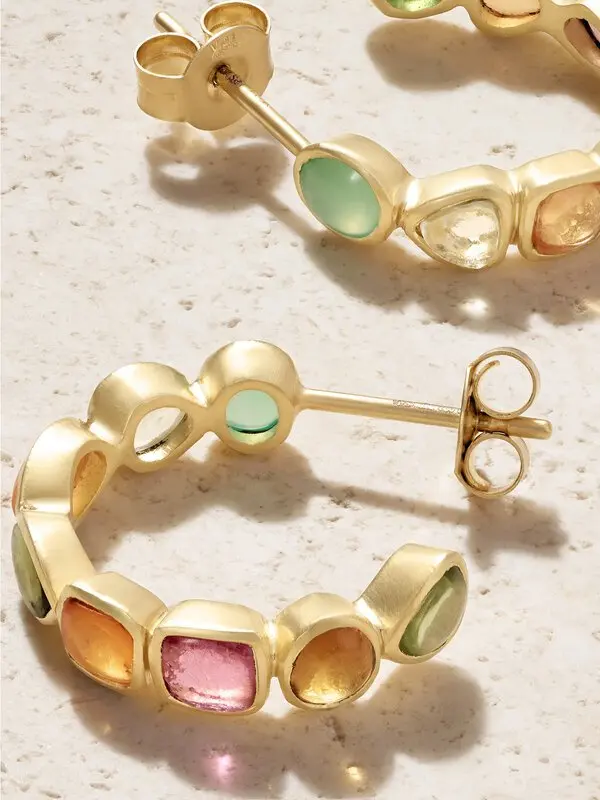 PIPPA SMALL 18-karat Gold Stone Hoop Earrings