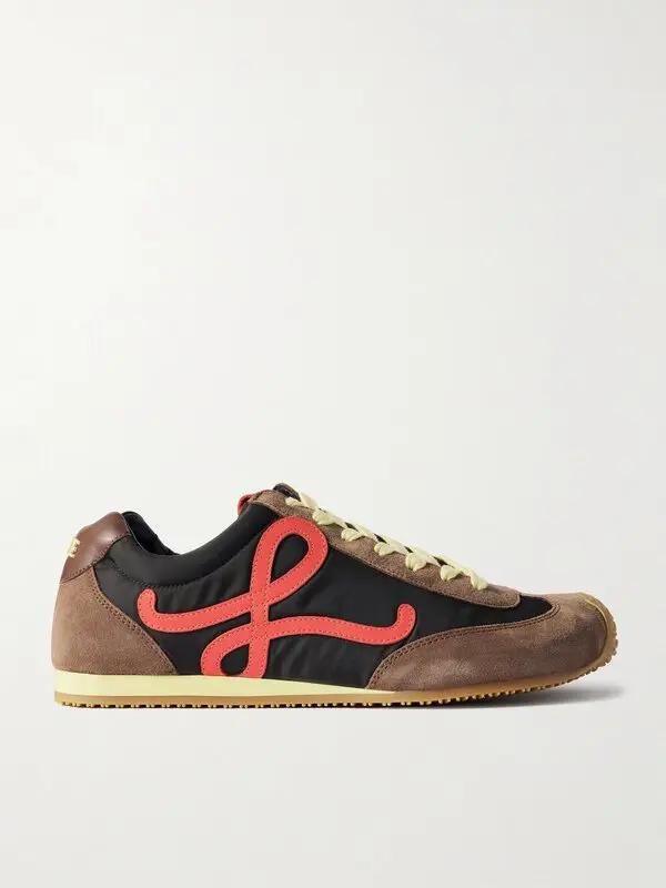 Loewe Ballet Runner 2.0 Logo-appliquéd Leather, Canvas And Suede Sneakers - Brown