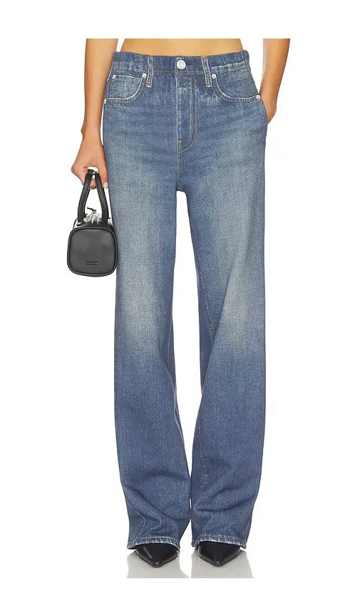 Rag & Bone Rb Miramar Fleece Wide Leg Jeans - Navy