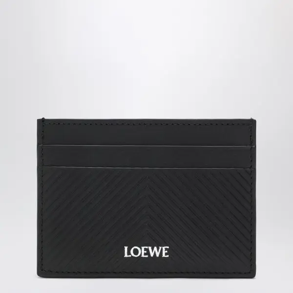 Loewe Cardholder With Textured Chevron Motif - Black