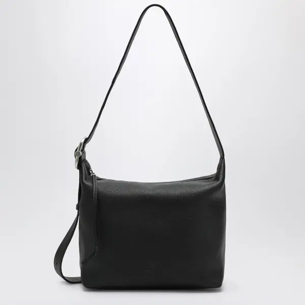 Loewe Loop Hobo Bag In Grained Leather - Black