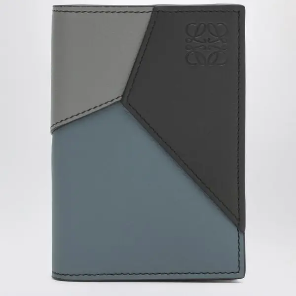 Loewe Bifold Puzzle Cardholder In Asphalt Gray/blue - Grey