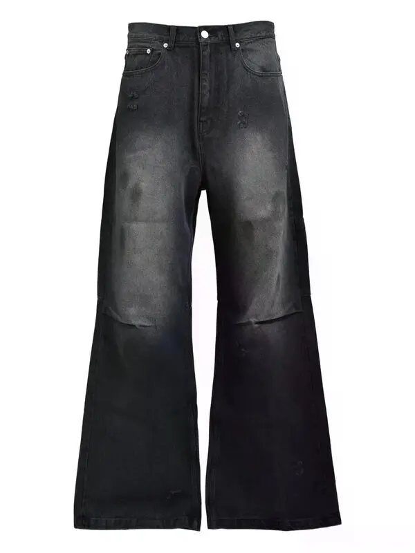 BREATH Distressed-detail Logo-patch Jeans - Grey