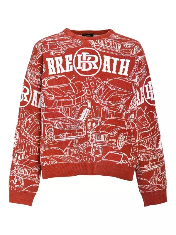BREATH Car Pattern Sweater - Red