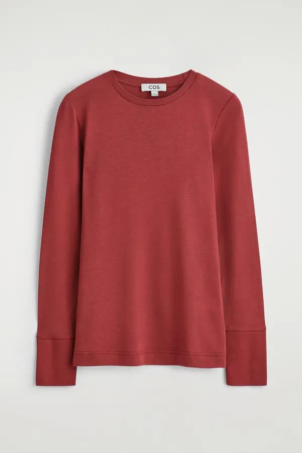 Cos Cotton Jersey Long-sleeved Top - Red