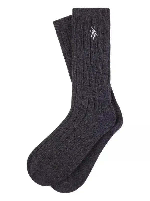 SPORTY & RICH Ribbed Knit Socks - Grey