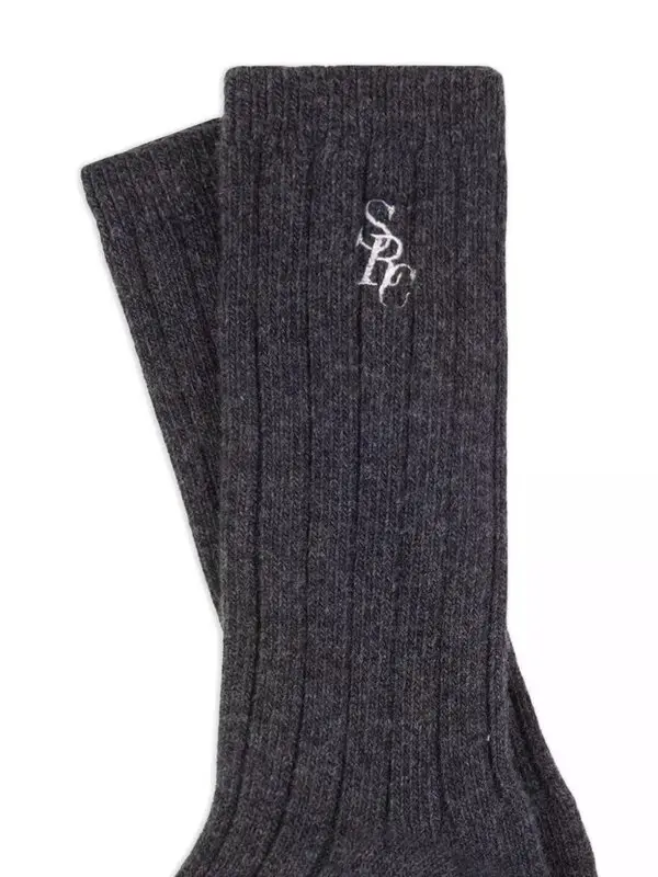 SPORTY & RICH Ribbed Knit Socks - Grey
