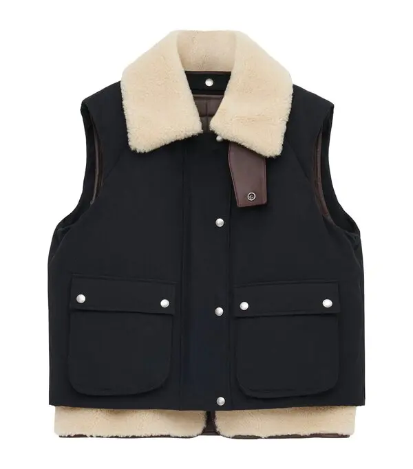 Loewe Shearling-collar Gilet - Black