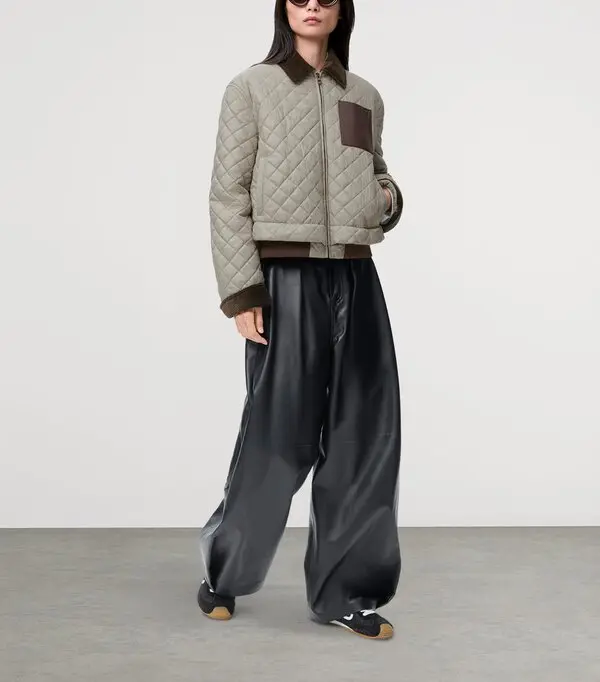 Loewe Quilted Jacket With Corduroy Collar - Grey