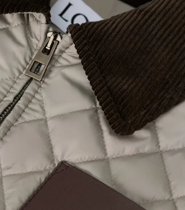 Loewe Quilted Jacket With Corduroy Collar - Grey