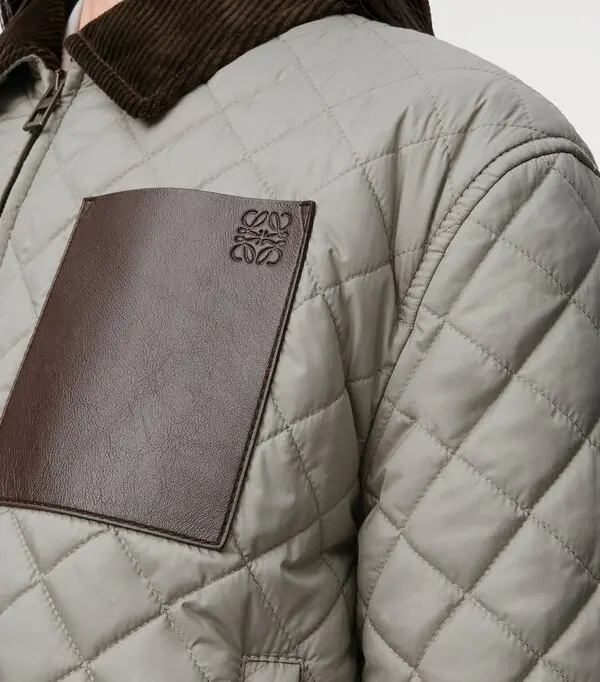Loewe Quilted Jacket With Corduroy Collar - Grey