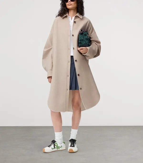 Loewe Wool-cashmere Collared Coat - Beige