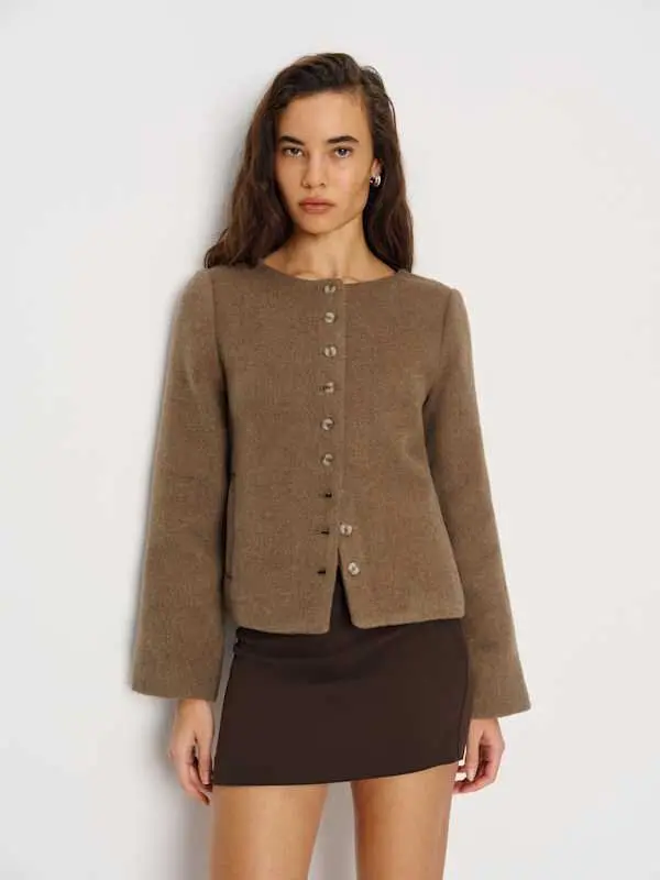 REFORMATION Lucia Wool Jacket - Brown