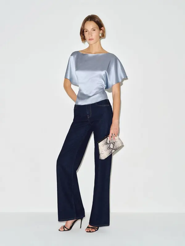 REFORMATION Avery Silk Top - Blue