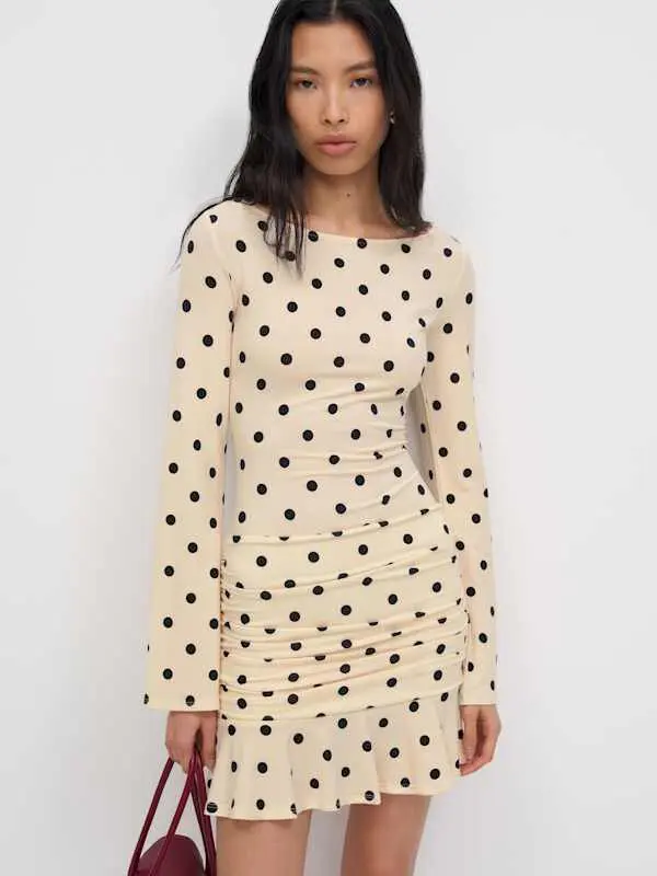 beige maxi knit dress Atticus Knit Maxi Dress With Sequin / Gold | MESHKI main image 0