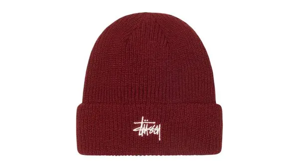 StÜssy Basic Cuff Beanie - Dark Red