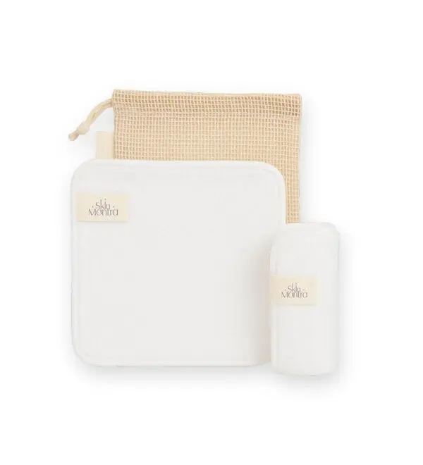 SKIN MANTRA Let Glow Bamboo + Cotton Facial Cleansing Cloths - White