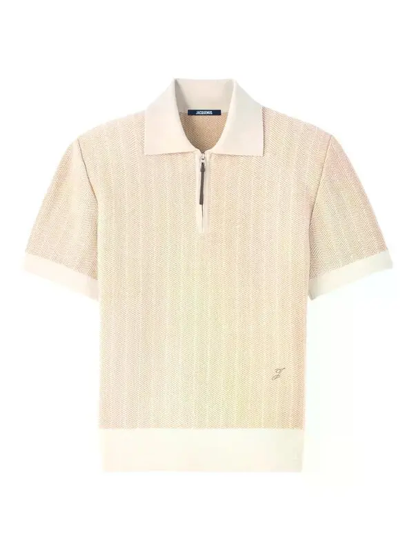 Jacquemus Gio Herringbone Polo Shirt - Neutrals