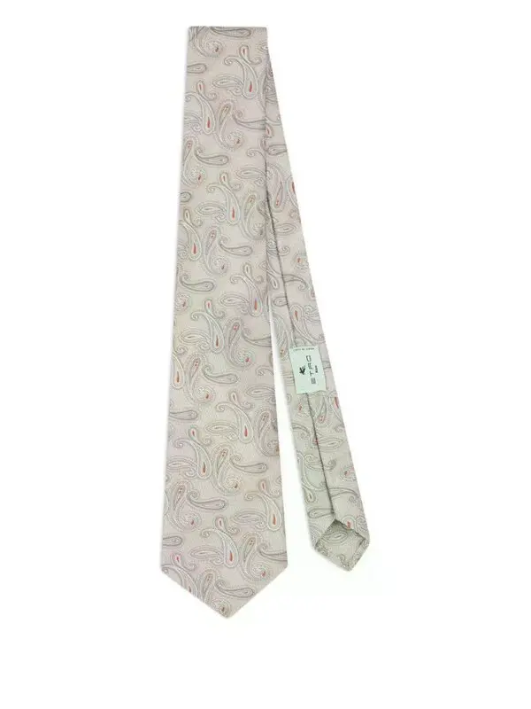 Etro Jacquard Paisley Motif Neck Tie - Neutrals