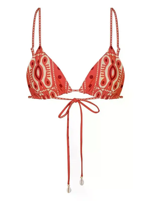 Johanna Ortiz Konibo Printed Bikini Top - Red