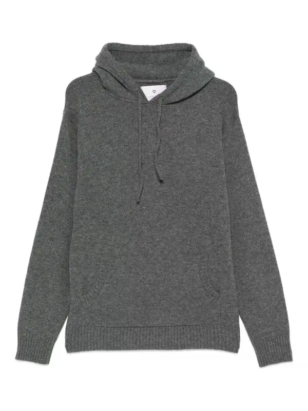 SEVEN GAUGE Ribbed-pocket Knit Hoodie - Grey