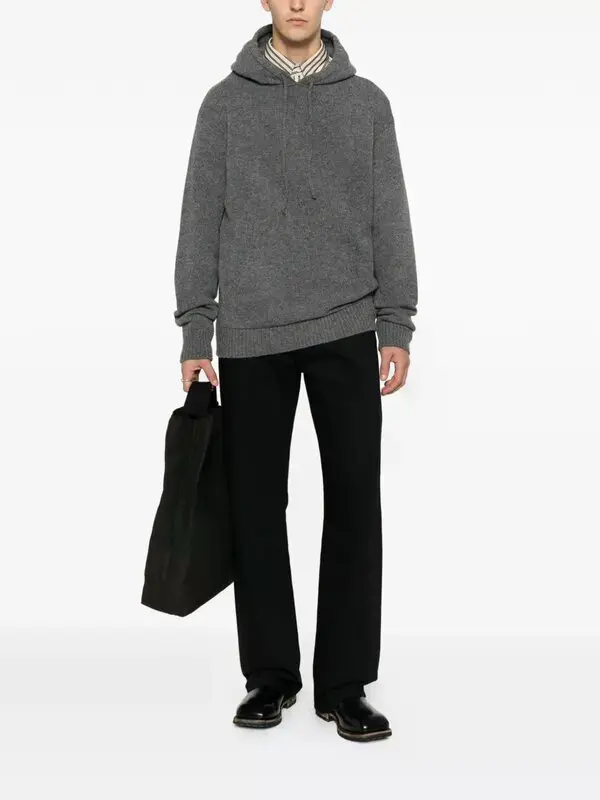 SEVEN GAUGE Ribbed-pocket Knit Hoodie - Grey