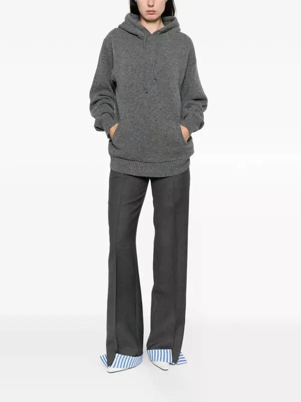 SEVEN GAUGE Ribbed-pocket Knit Hoodie - Grey